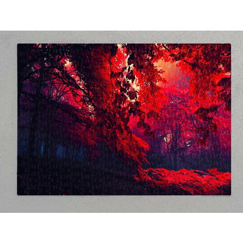 Постер-пазл со стеклянной рамкой 300 деталей А3 Красный лес