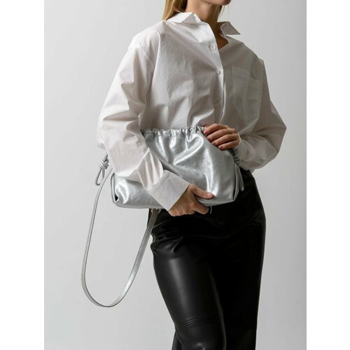 Сумка торба Ruscelli Сумка женская большая через плечо, фактура матовая, гладкая, серый, серебряный