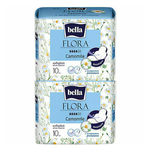 BELLA Прокладки FLORA Camomile (с экстрактом ромашки), 10 шт/уп, 2шт