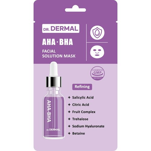 Dr.dermal FACIAL SOLUTION Маска для лица с AHA-BHA кислотами, 25 мл