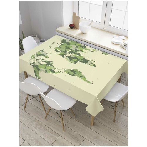 Скатерть прямоугольная JoyArty на кухонный стол "Трилистники на карте" из оксфорда, 180x145 см