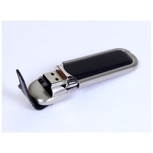 Кожаная флешка для нанесения логотипа с массивным корпусом (128 Гб / GB USB 3.0 Черный/Black 212 Флеш-карта "Стиль")
