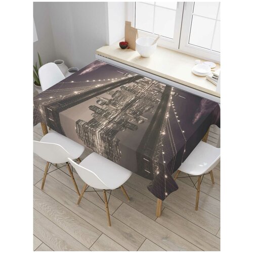 Скатерть прямоугольная JoyArty на кухонный стол "Мостовые огни" из оксфорда, 120x145 см