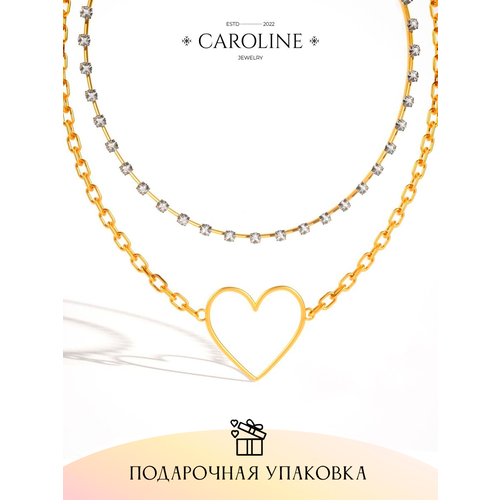 Колье Caroline Jewelry, искусственный камень, длина 45 см, золотой