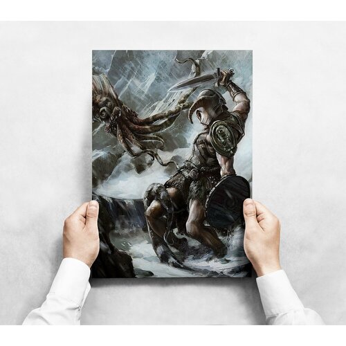 Плакат "The Elder Scrolls V: Skyrim" / Интерьерный постер формата А3 (30х42 см) c черной рамкой