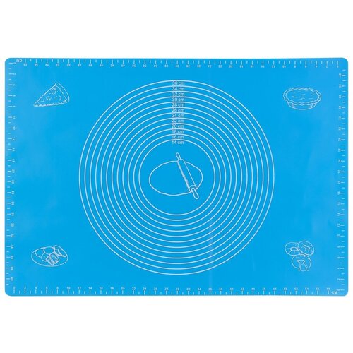 Силиконовый коврик для раскатки теста / коврик для выпечки, 65*45. Голубой