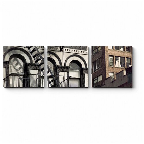 Модульная картина История Нью-Йорка в зданиях 180x60