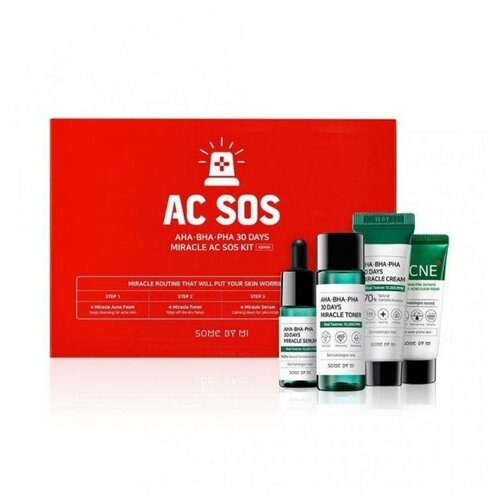 Набор миниатюр с кислотами для проблемной кожи SOME BY MI AC SOS AHA-BHA-PHA 30 Days Miracle AC SOS Kit