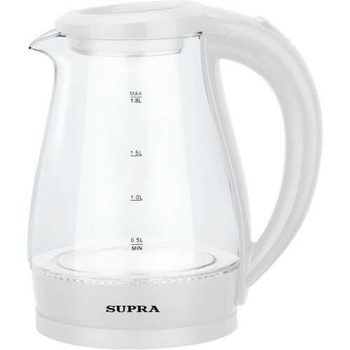 Чайник Supra KES-1856G белый/прозрачный (стекло)