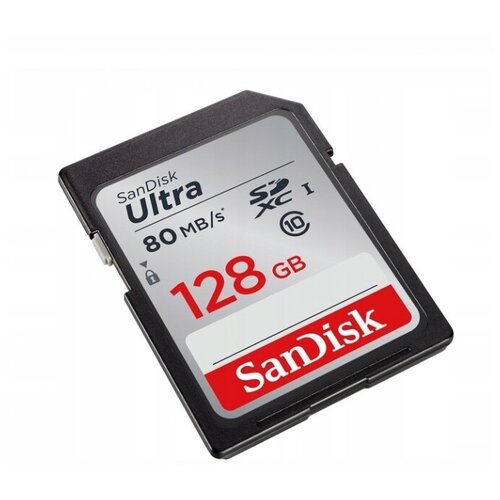Карта памяти SanDisk SDXC 128 ГБ Class 10, UHS-I, R/W 100/80 МБ/с, серебристый