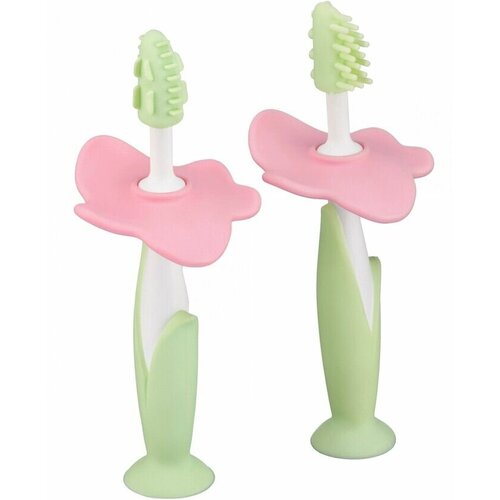 ROXY-KIDS Щетки детские зубные массажер для десен FLOWER от ROXY-KIDS 2 шт, цвет салатовый