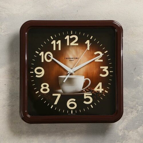 Часы настенные "Чашка кофе" плавный xод, коричневые 26x26 cм