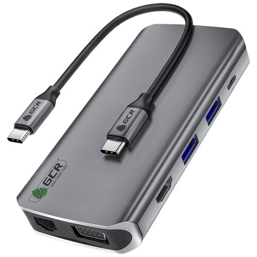 Адаптер-переходник Greenconnect Type C/RJ45+HDMI+VGA+USB3.0+Type C+Card Reader (GCR-VHUSDA45) GCR-VHUSDA45