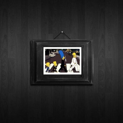Постер "Симпсоны в стиле битлов - битлз" Cool Eshe из коллекции "Любимые герои", плакат А4 (29,7 х 21 см) для интерьера