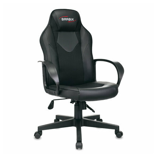 Кресло офисное BRABIX "Game GM-017", экокожа//ткань, черное, 532641, GM-017_532641
