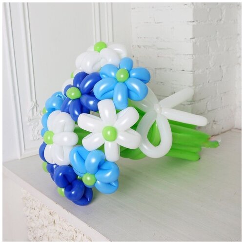 Цветы из воздушных шаров - Сине-голубые ромашки 9шт