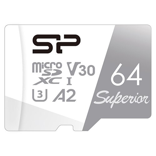 Карта памяти Silicon Power microSDXC 64 ГБ Class 10, V30, A2, UHS-I U3, R/W 100/80 МБ/с, 1 шт., белый