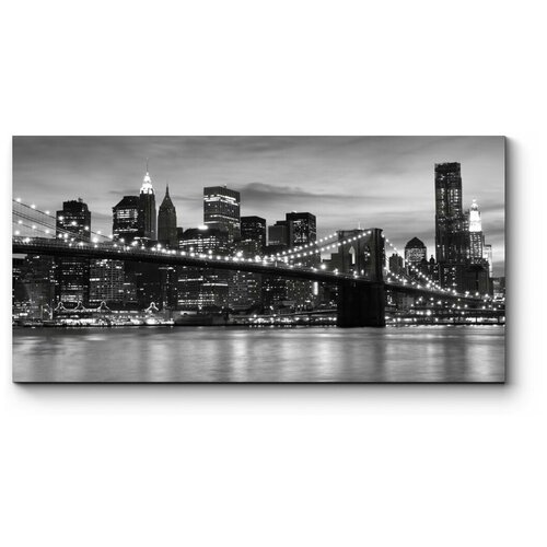 Модульная картина Бруклинский Мост ночью100x50