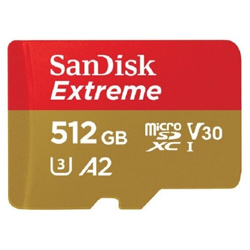 Карта памяти SanDisk microSDXC 512 ГБ Class 10, V30, A2, UHS-I U3, R/W 160/90 МБ/с, адаптер на SD, 1 шт., красный/бежевый