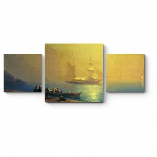 Модульная картина Утро на морском берегу. Судак. 1856 год.90x39