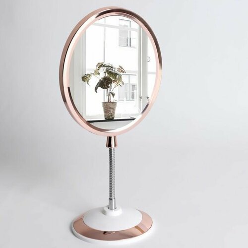 Зеркало на гибкой ножке, двустороннее, с увеличением, зеркальная поверхность 14 17 см, цвет медный/белый