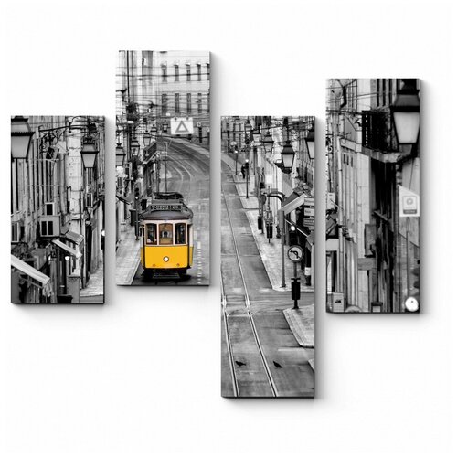 Модульная картина Одинокий трамвай, Лиссабон 74x69