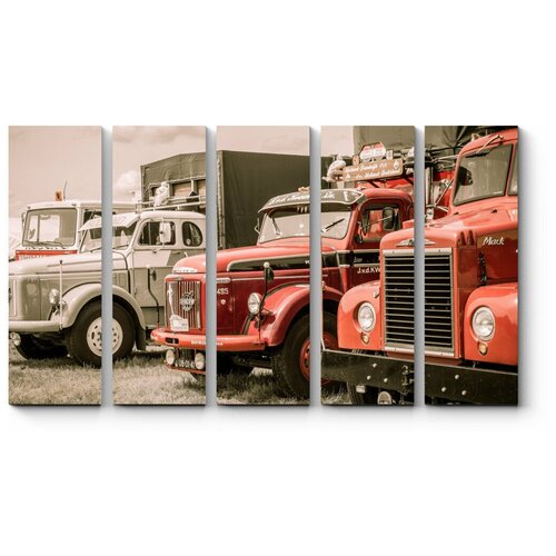 Модульная картина Красные грузовики 90x54