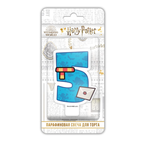 Свеча для торта ND Play Harry Potter, парафиновая, цифра 5 с рисунком, в блистере, чиби (297564)