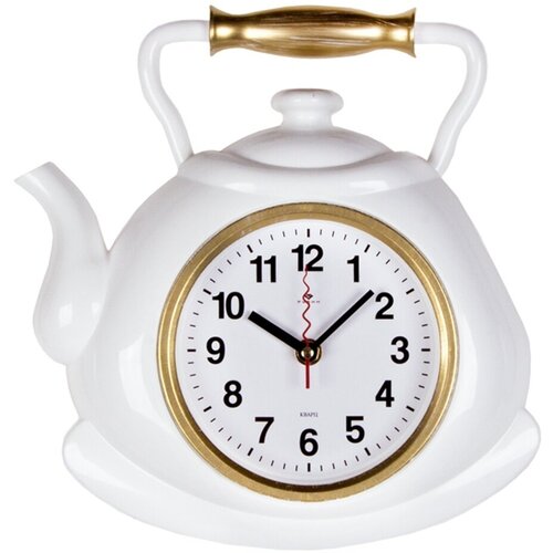 Часы настенные Рубин чайник 27х28,5 см, корпус белый с золотом "Классика" (3129-002)