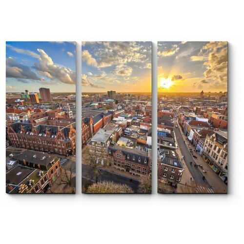 Модульная картина Чарующий Амстердам на закате. 130x93