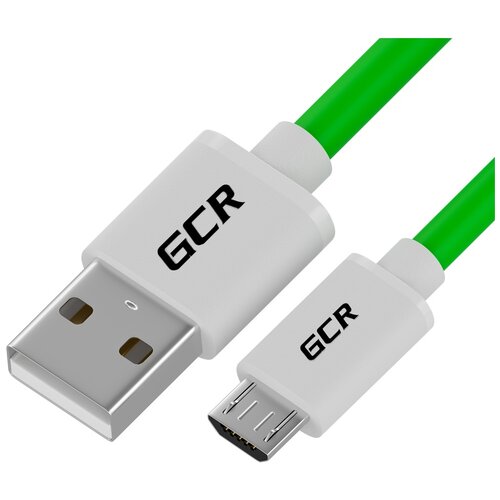 Кабель GCR USB - microUSB (GCR-UAQC2), 0.3 м, 1 шт., зеленый