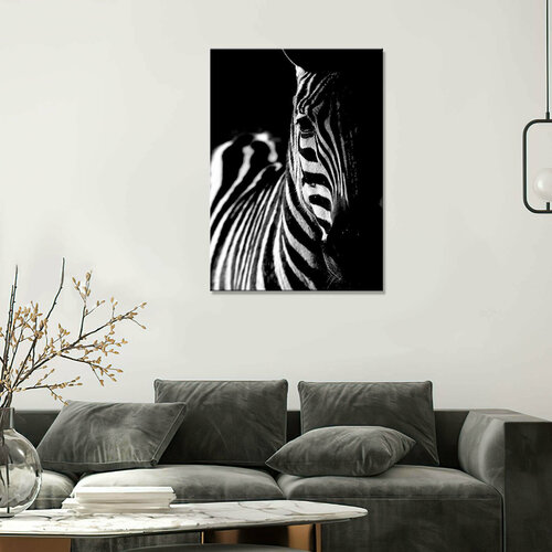 Интерьерная картина на холсте - чёрно-белая зебра 20х30