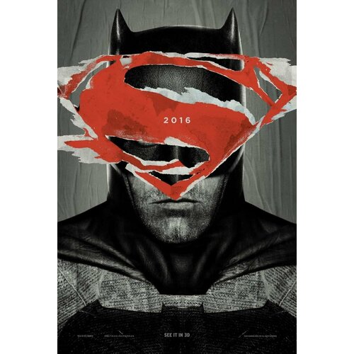 Плакат, постер на холсте Бэтмен против Супермена: На заре справедливости (Batman v Superman: Dawn of Justice, 2016г). Размер 30 х 42 см