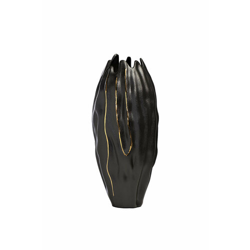 Ваза керамическая рельефная черная (55RV5244L)