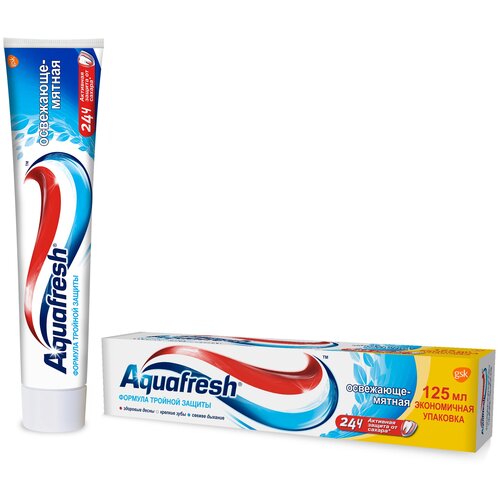 Aquafresh Зубная паста Aquafresh З+ Освежающе-мятная, 125мл 60000000042624, 2 шт.