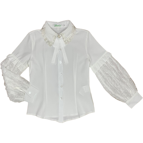 Школьная блуза DENIZ, размер 146, бежевый, белый