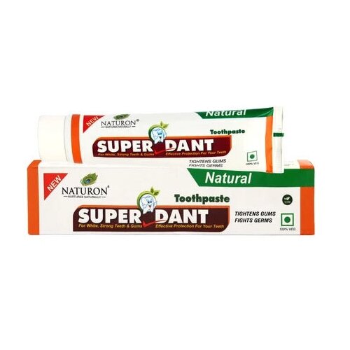 Индийская зубная паста Naturon Superdant , Против кариеса, Отбеливающая, 100 г