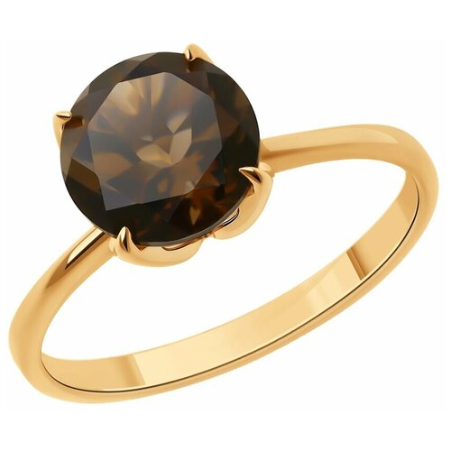 Кольцо Diamant, красное золото, 585 проба, эмаль, раухтопаз, размер 17.5, золото