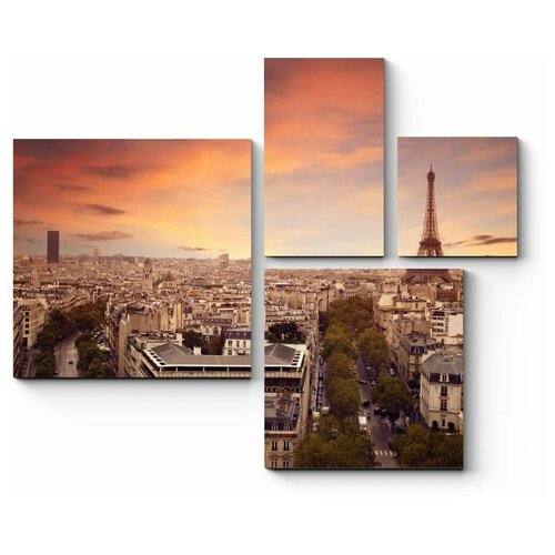 Модульная картина Прекрасный Париж с высоты 132x110