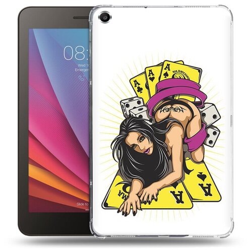 Чехол задняя-панель-накладка-бампер MyPads нарисованная девушка с игровыми картами для Huawei MediaPad T1 T1-701u 7.0 противоударный