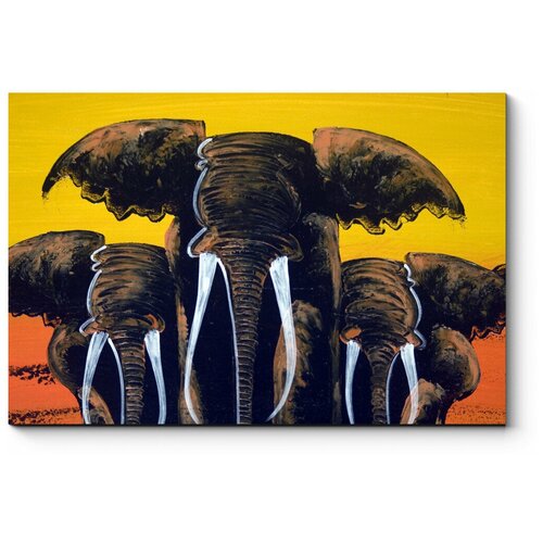 Модульная картина Могучее трио слонов 50x33
