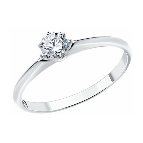 Кольцо помолвочное Diamant, серебро, 925 проба, фианит, размер 19, белый