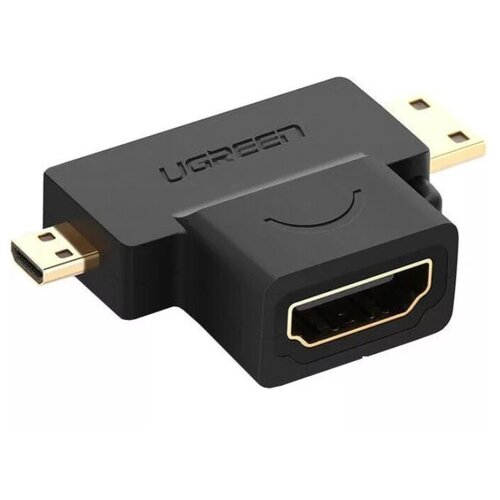 Переходник Ugreen HD129 (20144) Micro HDMI + Mini HDMI Male to HDMI Female Adapter чёрный