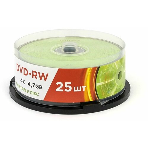 Диски DVD-RW Mirex Brand 4X 4,7GB Cake box 25