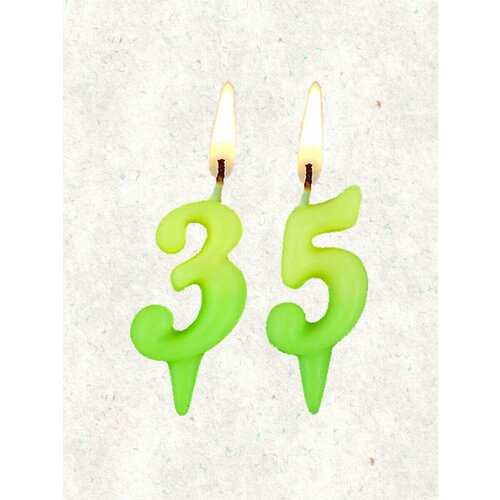Свеча для торта цифра " 35 " 5,5 см люминисцентные (светящиеся) Омский свечной / 10 лет