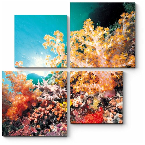 Модульная картина Яркий коралловый мир 140x140