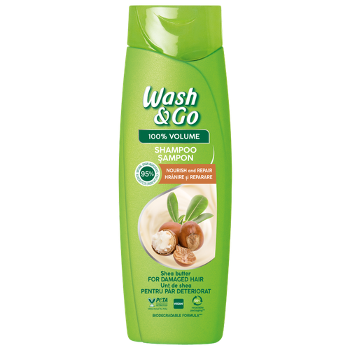 Wash & Go шампунь с маслом ши для поврежденных волос, 360 мл