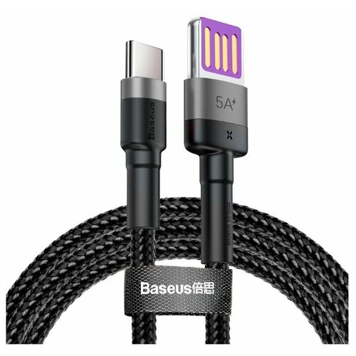 Кабель в тканевой оплетке USB - USB-C PD40W Baseus Cafule HW CATKLF-PG1, 1 м, черный-серый