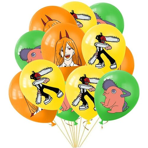 Воздушные шары Человек-бензопила Chainsaw Man (3 цвета, 12 шт, 32 см)