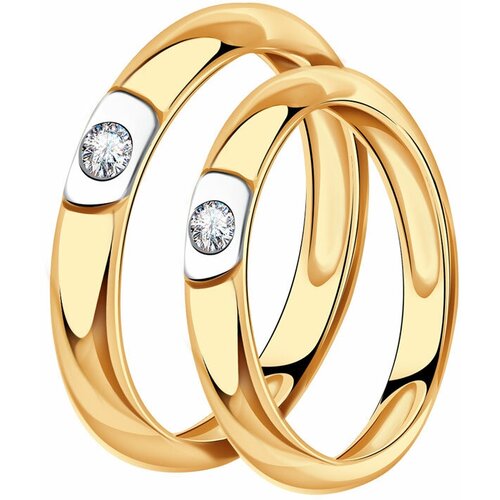 Кольцо обручальное Diamant online, красное золото, 585 проба, бриллиант, размер 16